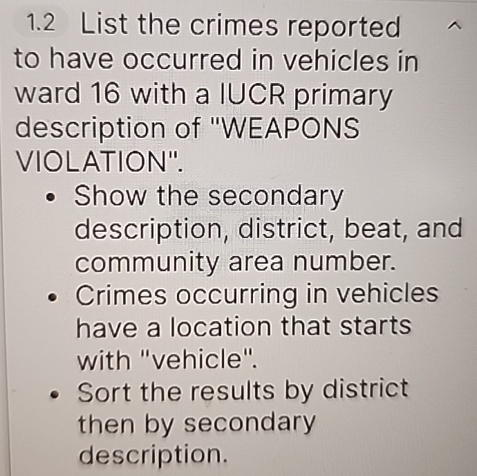 Solved 1.2 ﻿List the crimes reported to have occurred in | Chegg.com
