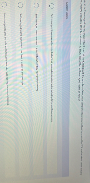 Solved ause sell-managed teams were established at the Kinex | Chegg.com