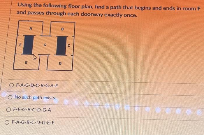 Solved Using the following floor plan, find a path that | Chegg.com
