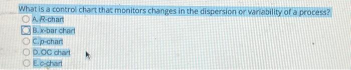 Solved What is a control chart that monitors changes in the | Chegg.com