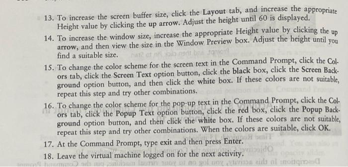 Solved go 13. To increase the screen buffer size, click the | Chegg.com
