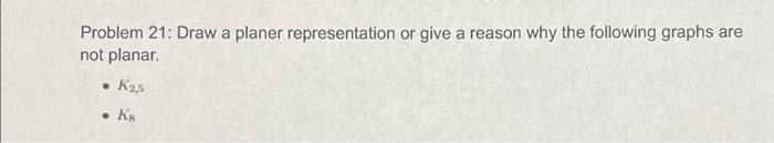 Solved Problem 21: Draw a planer representation or give a | Chegg.com