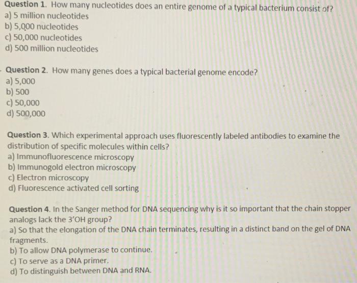 Solved Question 1. How many nucleotides does an entire | Chegg.com