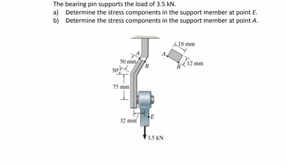 Solved The bearing pin supports the load of 3.5 kN. a) | Chegg.com