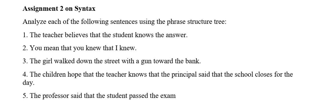 Solved Assignment 2 on Syntax Analyze each of the following | Chegg.com