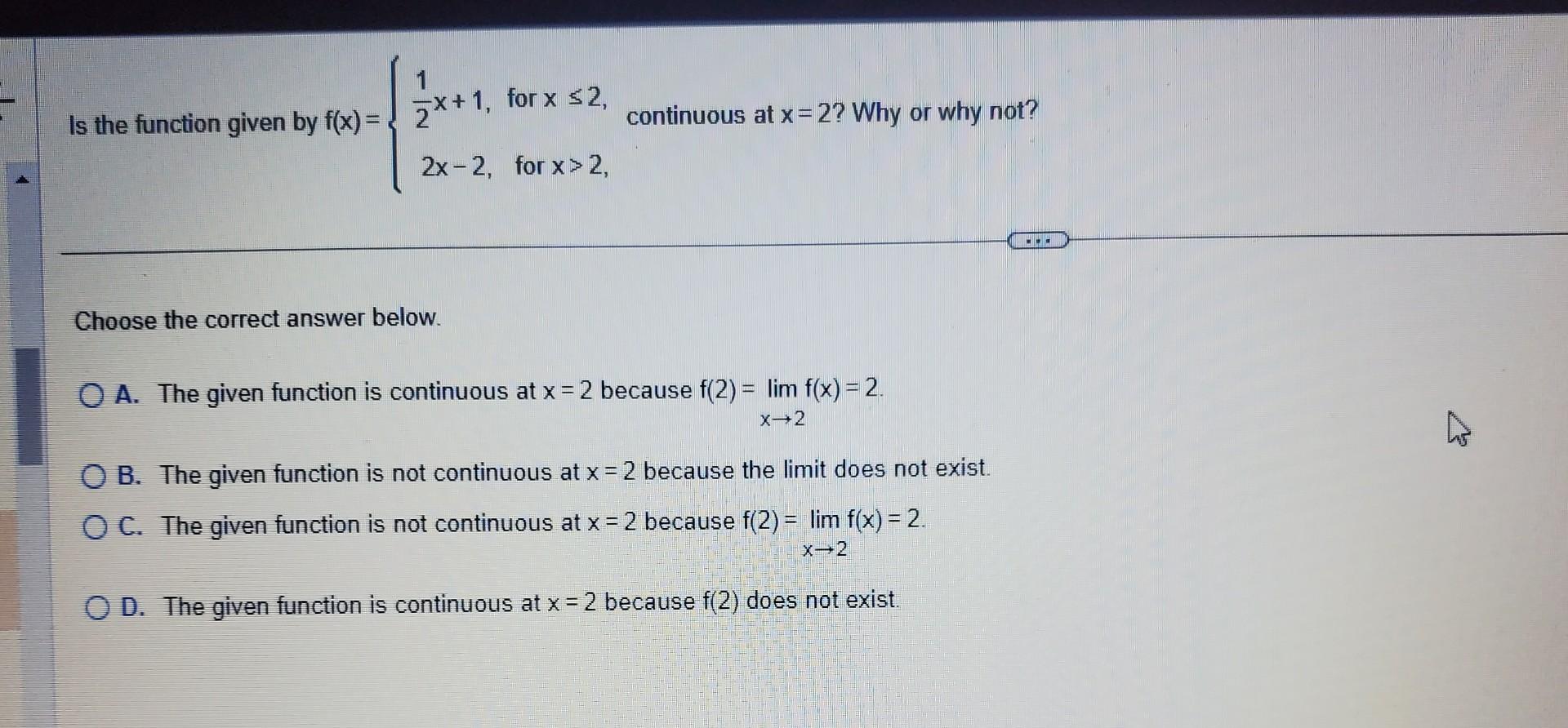 Solved Is the function given by f(x)={21x+1,2x−2, for x≤2, | Chegg.com
