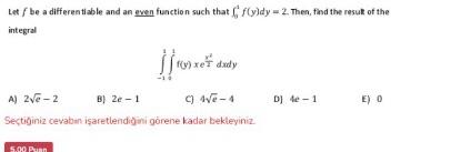 Solved Let f be a differentiable and an even function such | Chegg.com