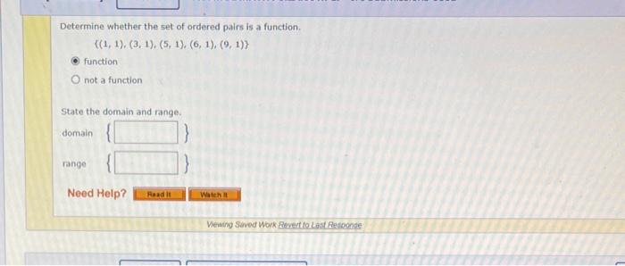 Solved Determine Whether The Set Of Ordered Pairs Is A