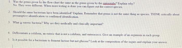 Solved Genus identification following the flow chart: | Chegg.com