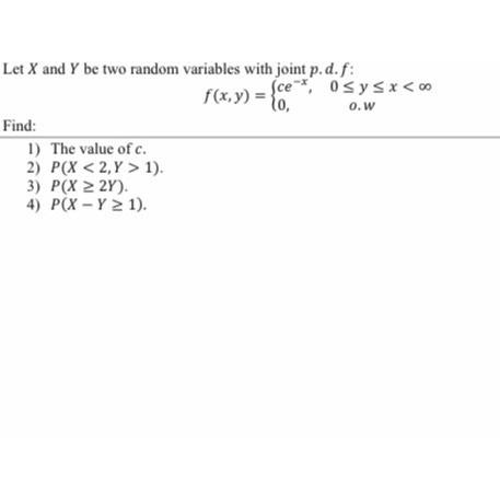 Solved Let x ﻿and Y ﻿be two random variables with joint | Chegg.com
