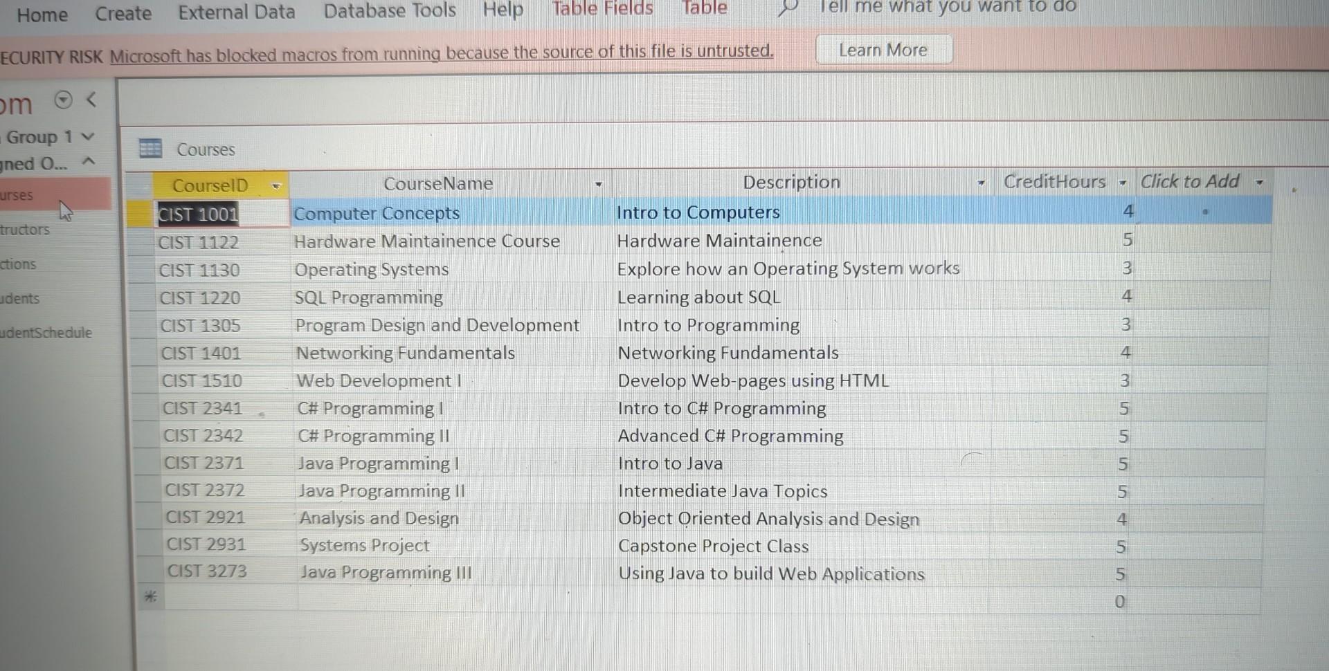 Solved Courses Table: SELECT CourseID, | Chegg.com