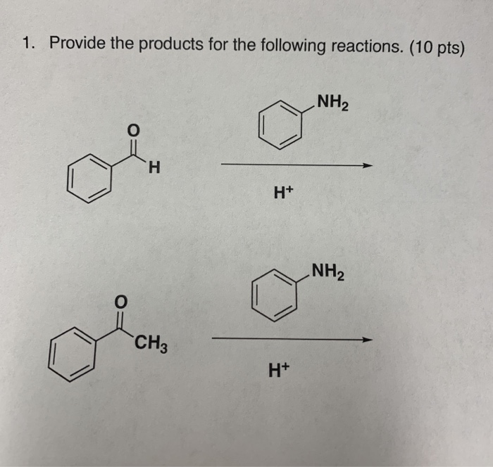 Solved 1. Provide the products for the following reactions. | Chegg.com