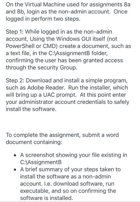 On the Virtual Machine used for assignments 8a and | Chegg.com