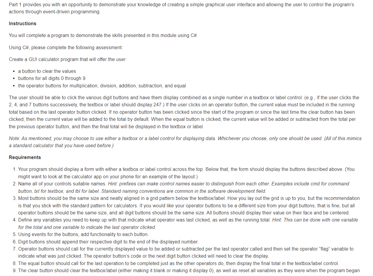 Solved Part 1 ﻿provides you with an opportunity to | Chegg.com