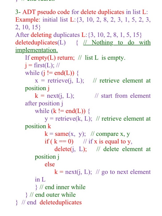Solved Examples of ADT pseudo code: 1- ADT pseudo code to | Chegg.com