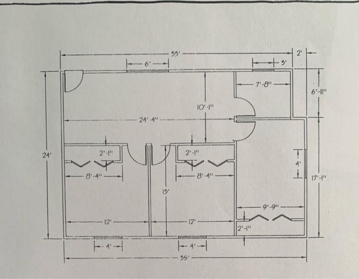 Solved he exterior and interior walls for the plan handed | Chegg.com