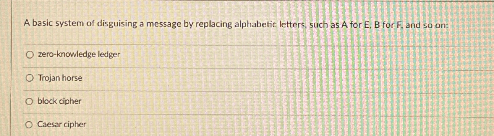 Solved A basic system of disguising a message by replacing | Chegg.com