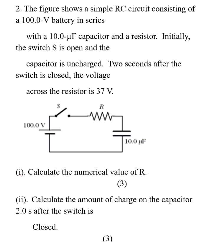 Solved The figure shows a simple RC circuit consisting of a | Chegg.com