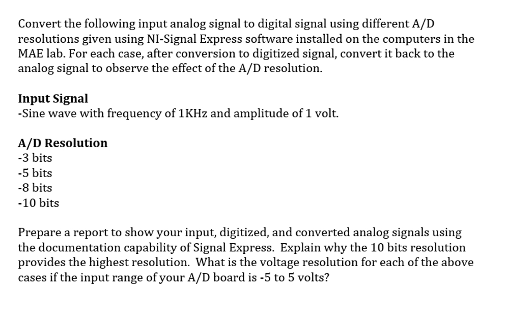 Convert the following input analog signal to digital | Chegg.com