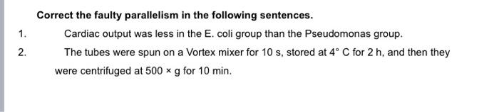 Solved Correct the faulty parallelism in the following | Chegg.com