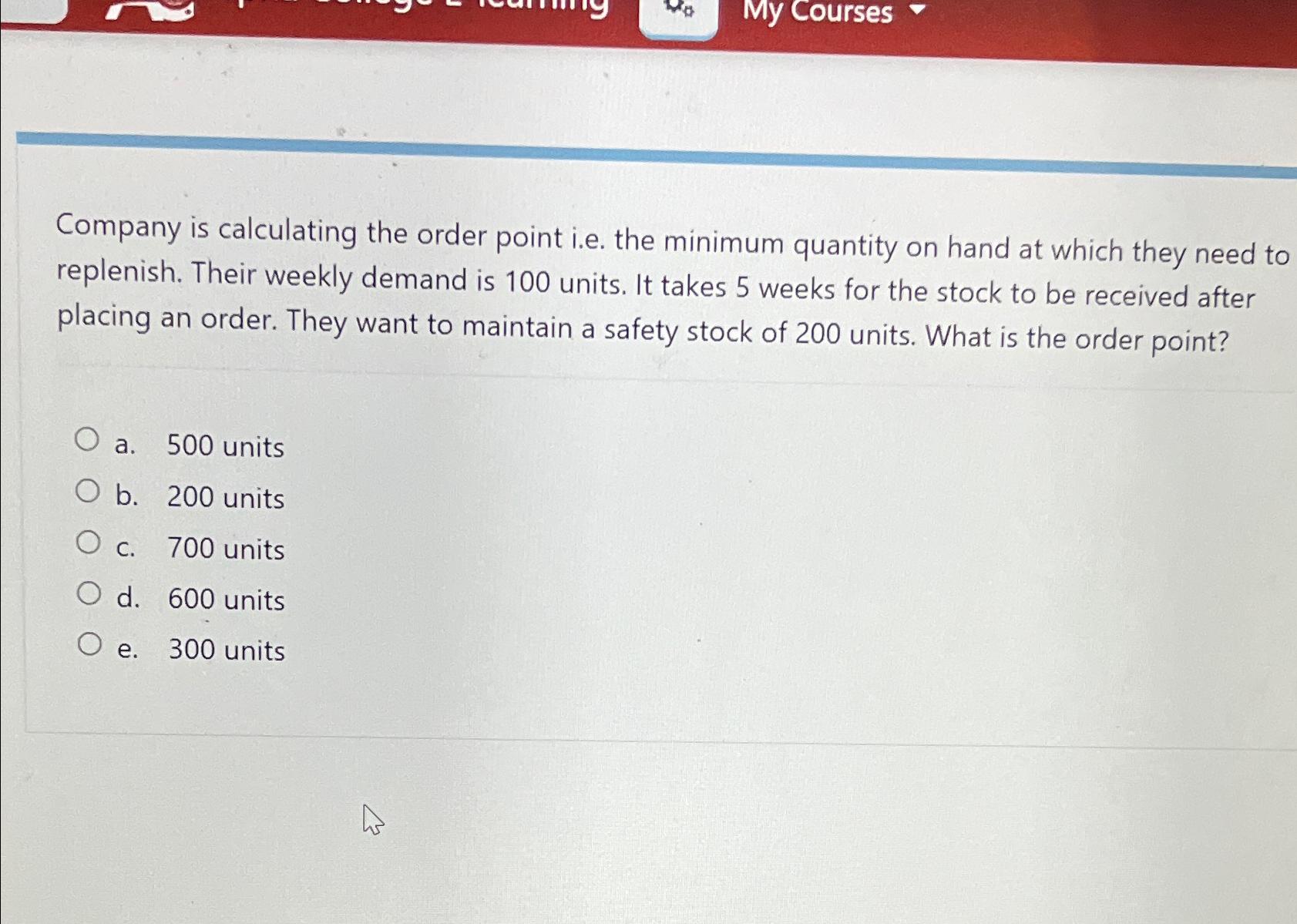 Solved Company is calculating the order point i.e. ﻿the | Chegg.com