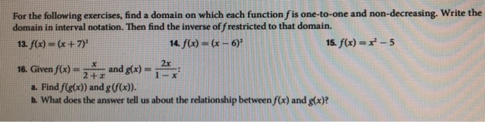 Solved For the following exercises, find a domain on which | Chegg.com