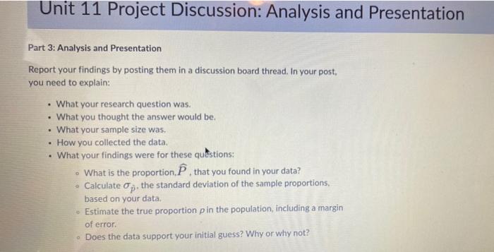 Unit 11 Project: Part 1. Proposal Write a brief | Chegg.com