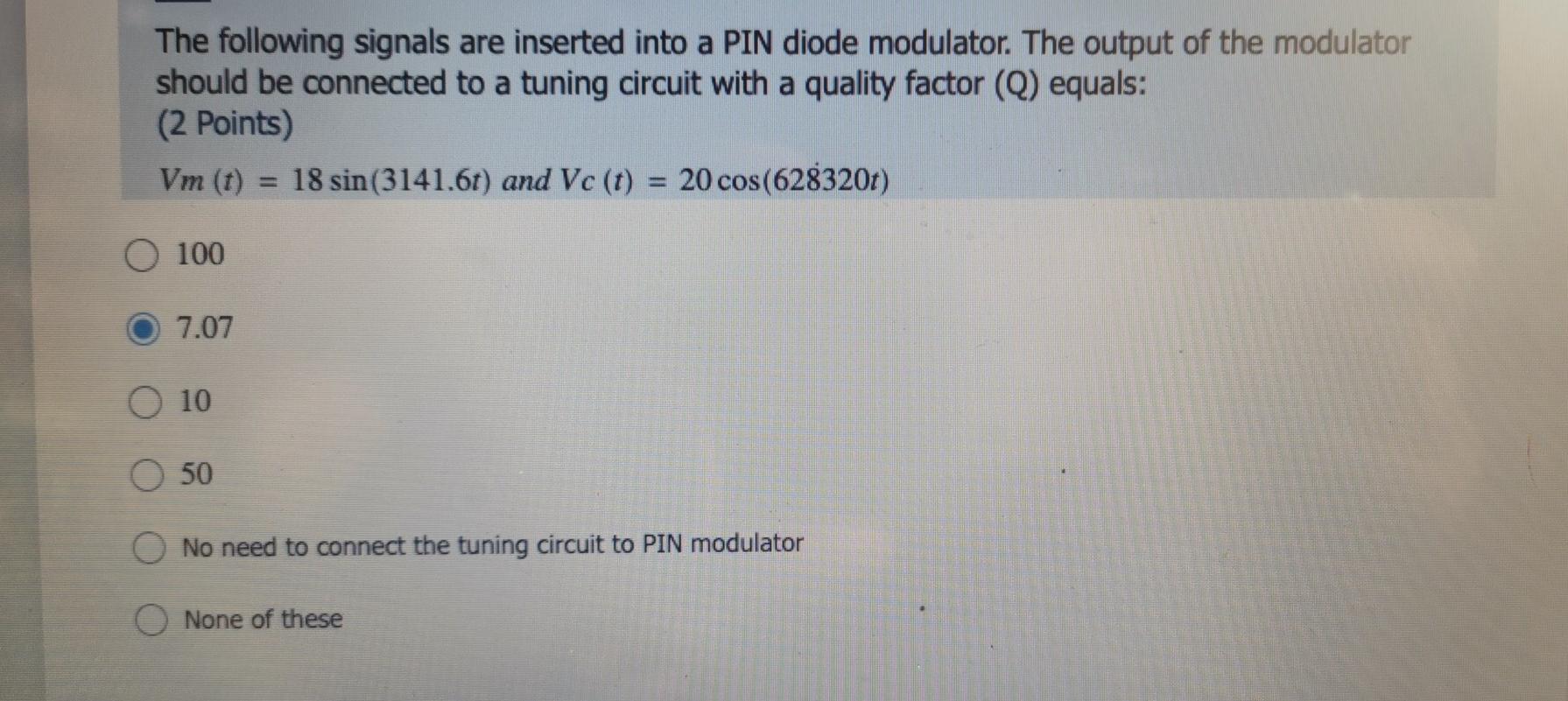 Solved The following signals are inserted into a PIN diode | Chegg.com