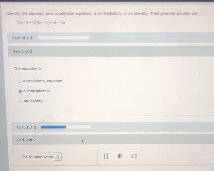 Solved Identify the equation as a conditional equation, a | Chegg.com