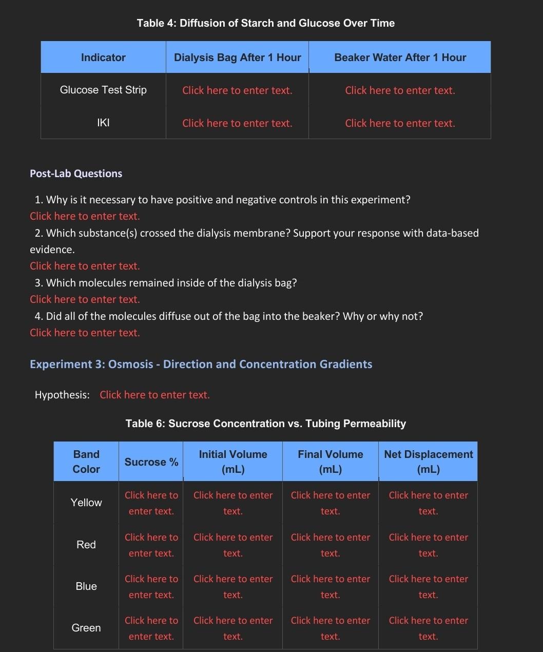 Solved Table 4: Diffusion of Starch and Glucose Over Time | Chegg.com