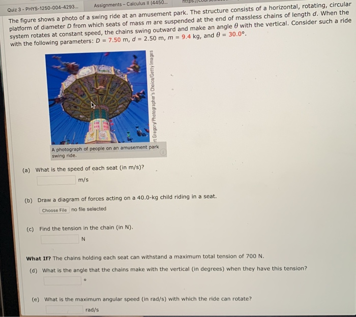 Solved Quiz 3 - PHYS-1250-004-4293... Assignments - Calculus | Chegg.com