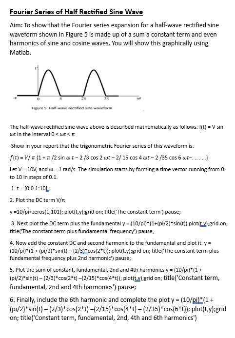 Solved Fourier Series of Half Rectified Sine WaveAim: To | Chegg.com