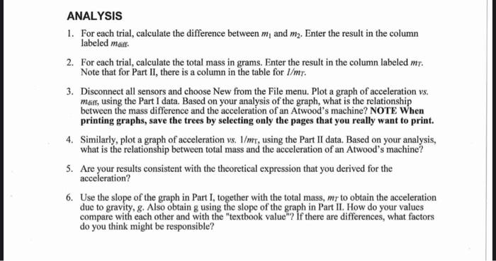 Solved ANALYSIS 1. For each trial, calculate the difference | Chegg.com