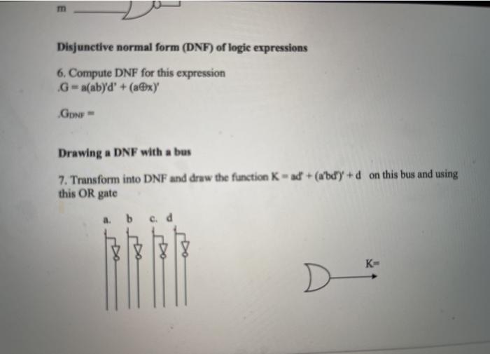 Solved M Disjunctive Normal Form Dnf Of Logic Expressions