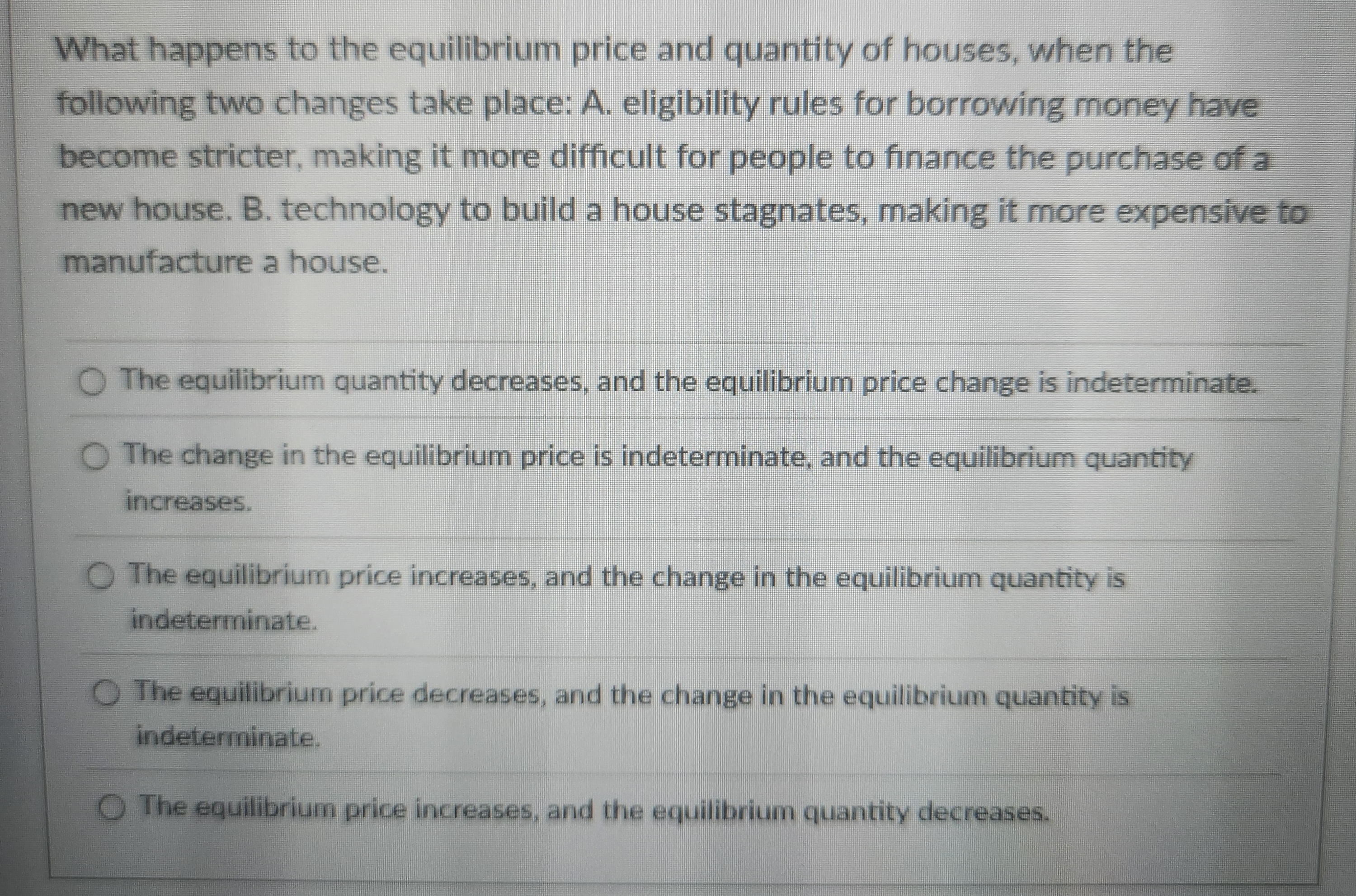 Solved What happens to the equilibrium price and quantity of | Chegg.com