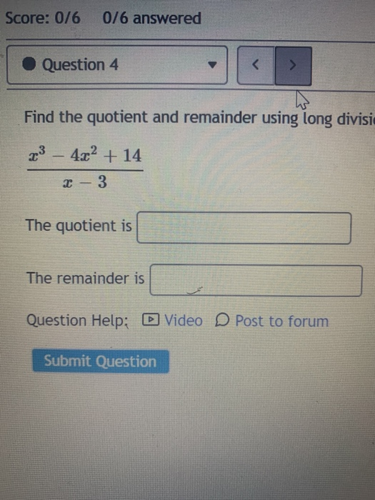 Solved Find the quotient and remainder using long division | Chegg.com