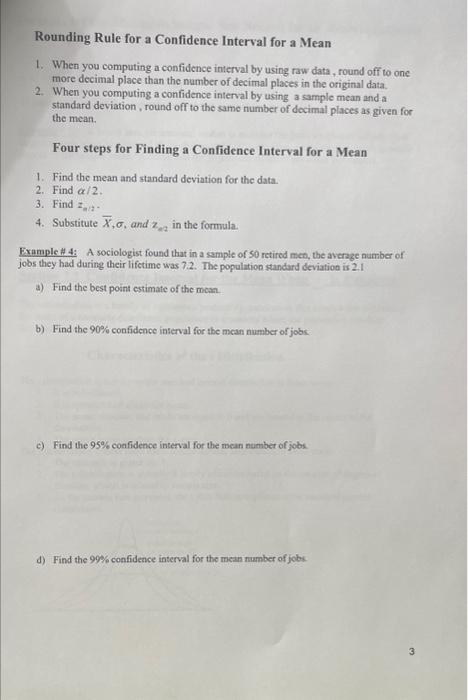 Solved Rounding Rule for a Confidence Interval for a Mean 1. | Chegg.com