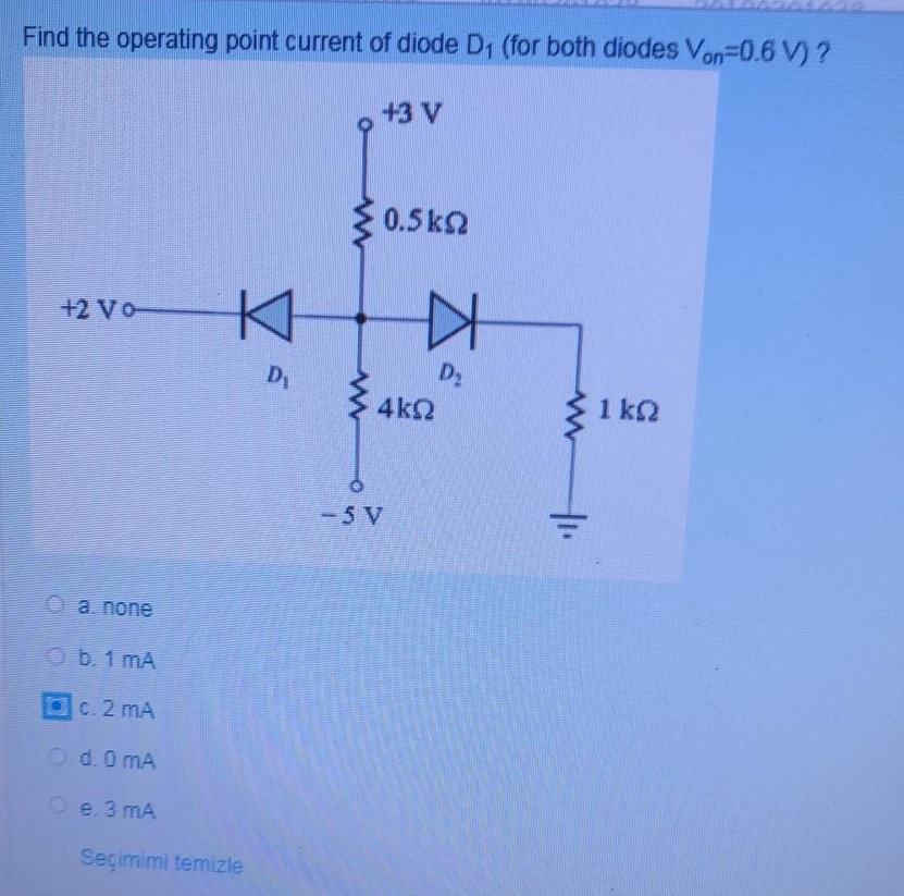 Find the operating point current of diode D1 (for | Chegg.com