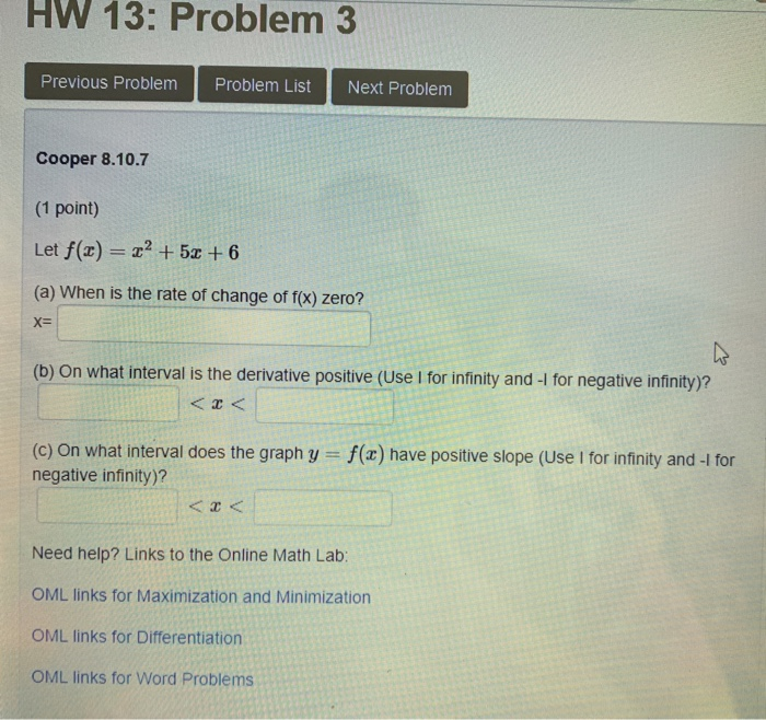 Solved HW 13: Problem 3 Previous Problem Problem List Next | Chegg.com