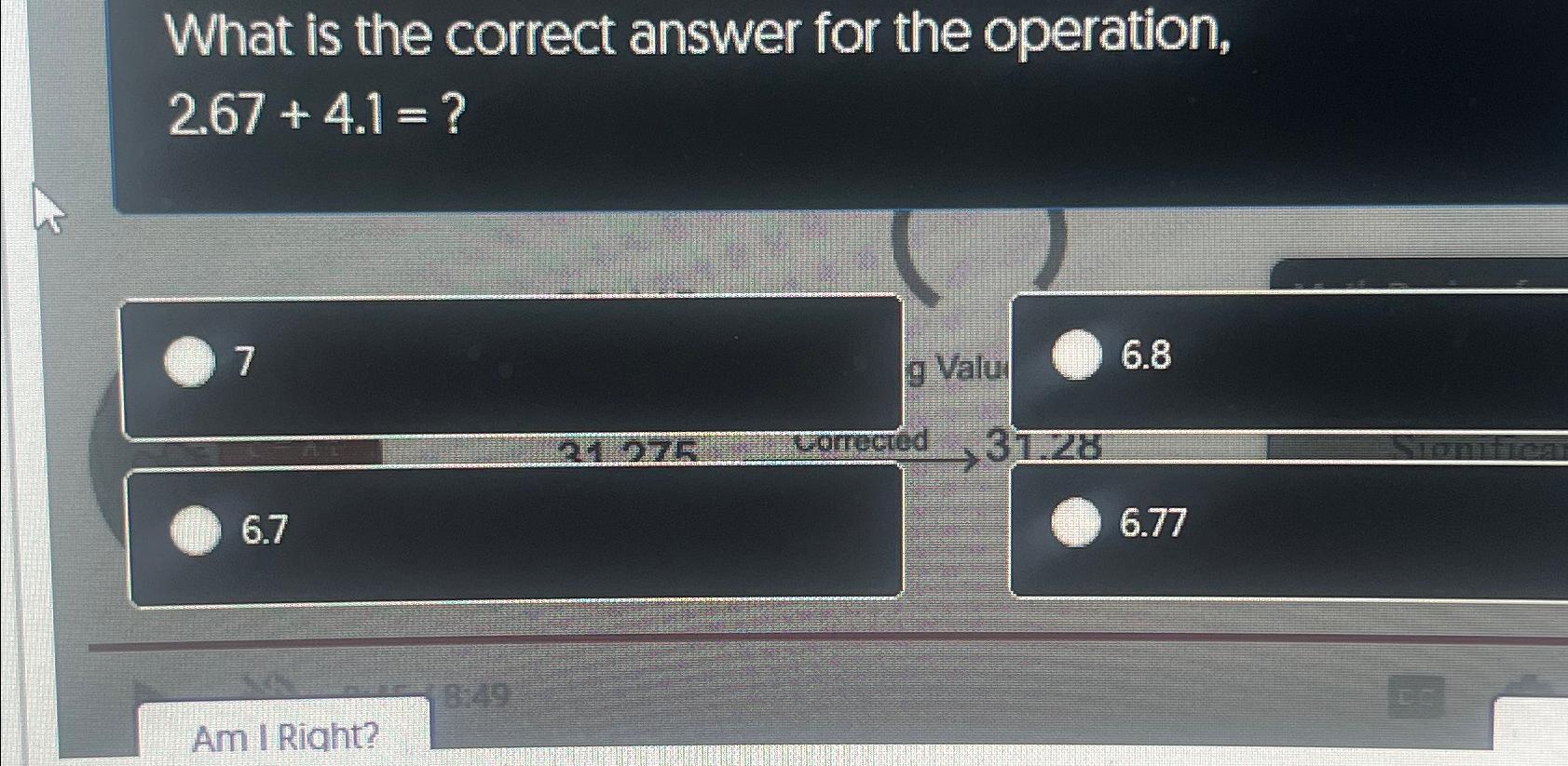 Solved What is the correct answer for the operation, | Chegg.com