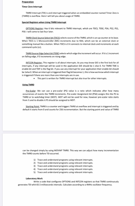 Solved Laboratory Work Write a code that configures OPTIONS | Chegg.com