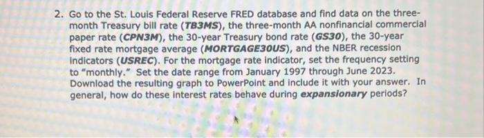 Solved 2. Go to the St. Louis Federal Reserve FRED database | Chegg.com
