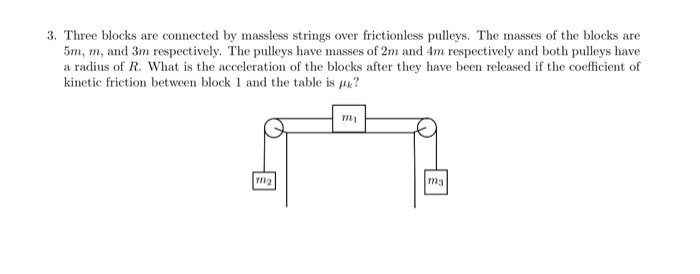 Solved 3. Three blocks are connected by massless strings | Chegg.com