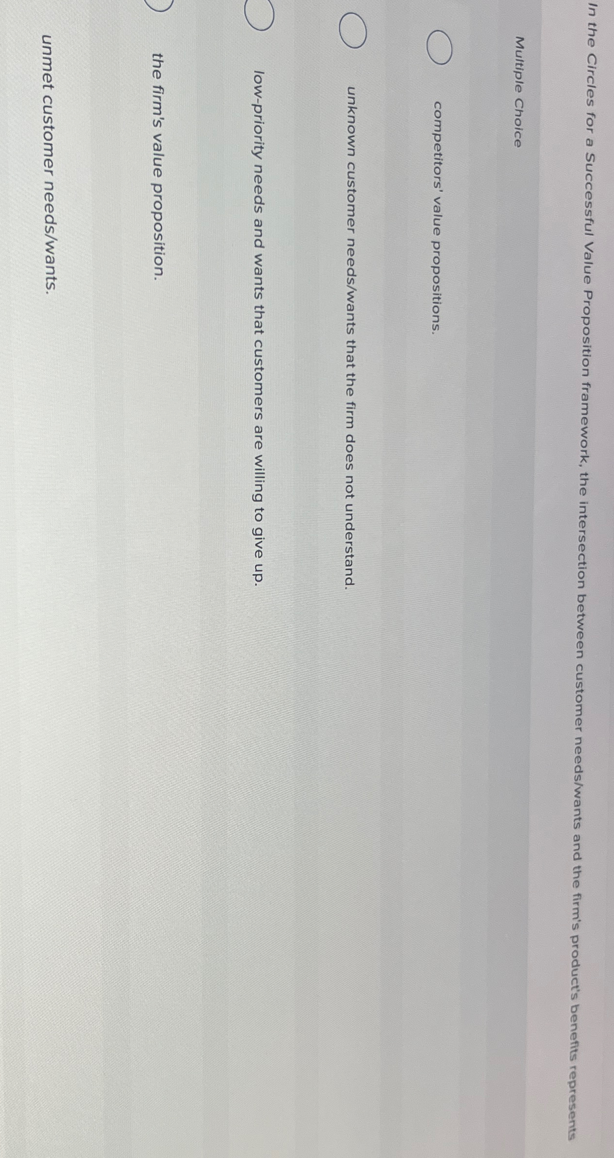 Solved In the Circles for a Successful Value Proposition | Chegg.com