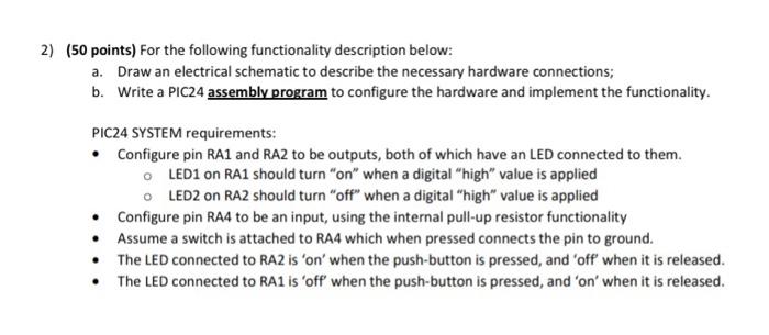 2) (50 points) For the following functionality | Chegg.com