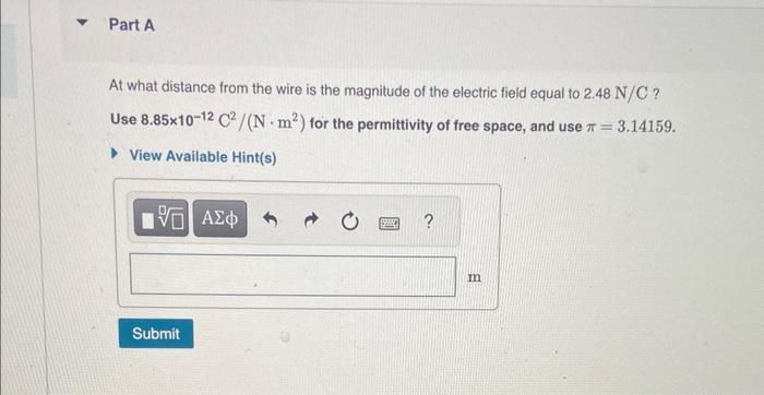 Solved A very long straight wire has charge per unit length | Chegg.com
