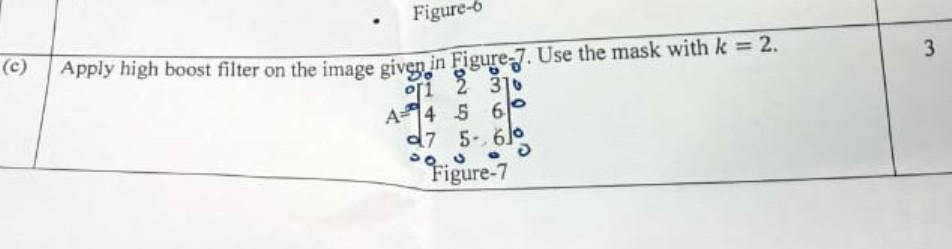Solved Apply high boost filter on the image given in Figure- | Chegg.com