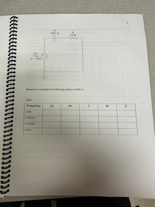 Solved Measure or calculate the following values in table 3 | Chegg.com