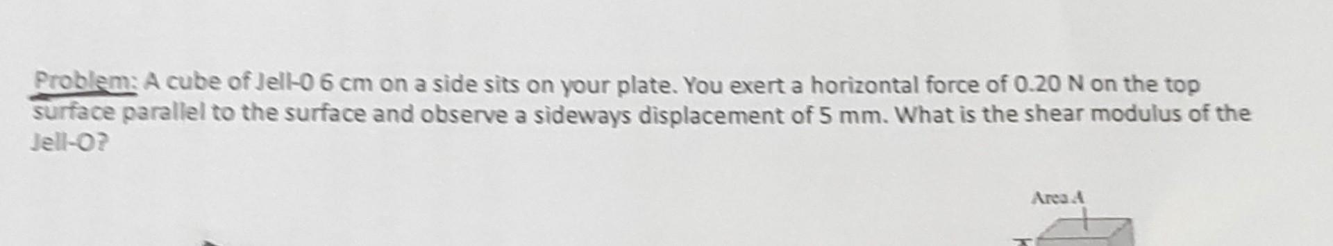 Solved Problem: A cube of Jell- 06 cm on a side sits on your | Chegg.com