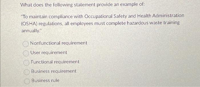 Solved What does the following statement provide an example | Chegg.com